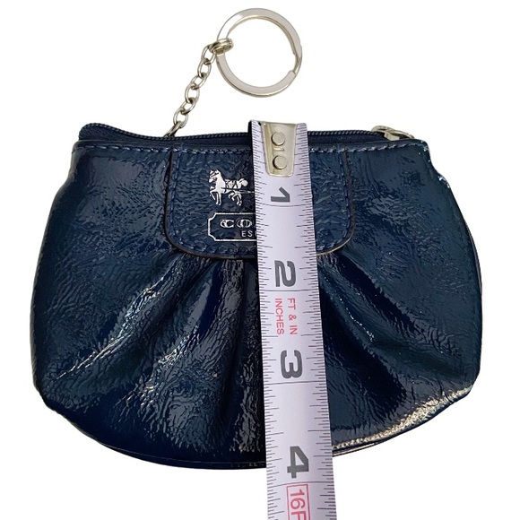 Coach | Bags | Coach Blue Patent Leather Coin Purse With Key Ring ...